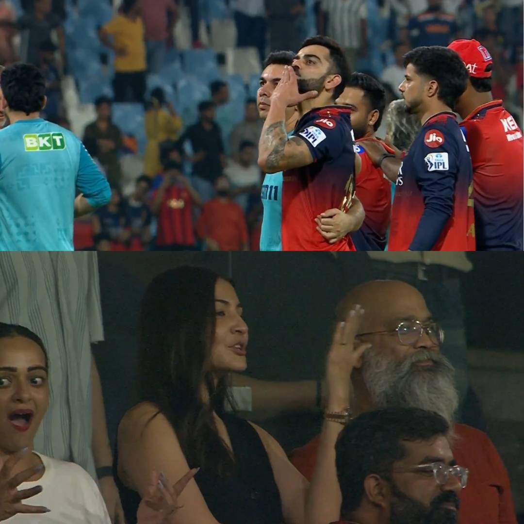Virat Kohli Blows Flying Kiss to Anushka After RCB's Big Win - SportsGAGA